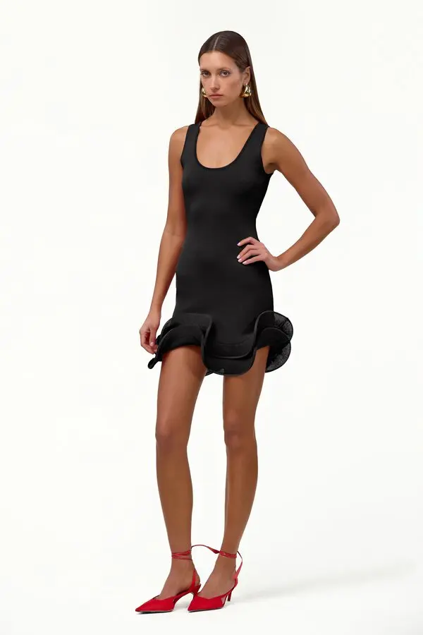 SAME Double Ruffle Hem Mini Dress