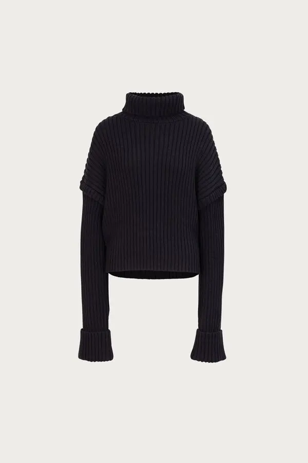 SAME Oversized Ribbed Wool Sweater - Black