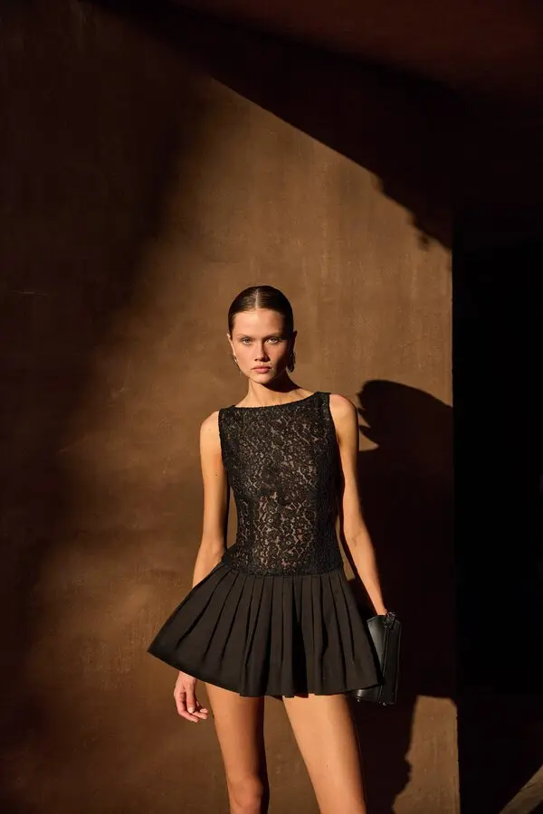 SAME Lace Poplin Mini Dress