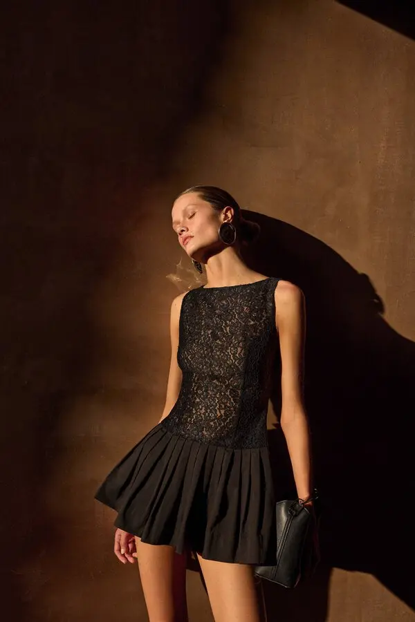 SAME Lace Poplin Mini Dress
