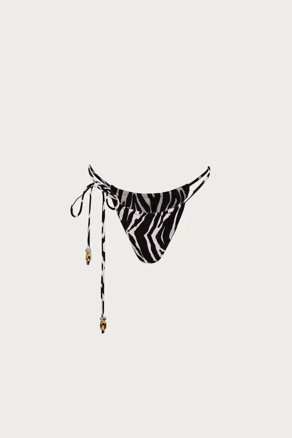 SAME LOS ANGELES Stone Beaded String Bottom - Zebra