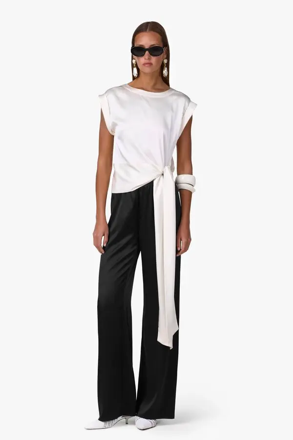 SAME Silk Tie Top - Cream