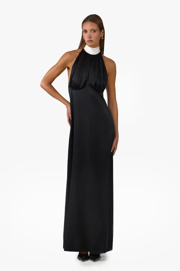 SAME Contrast Tie Neck Gown
