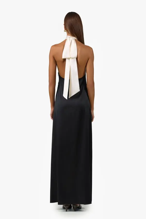 SAME Contrast Tie Neck Gown