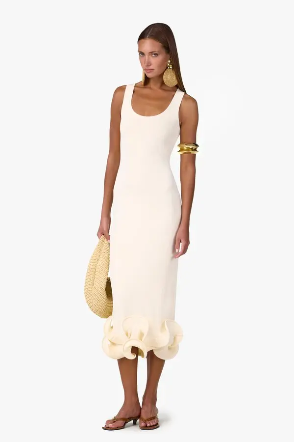 SAME Double Ruffle Hem Midi Dress