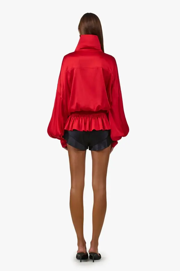 SAME Silk Peplum Bomber Jacket