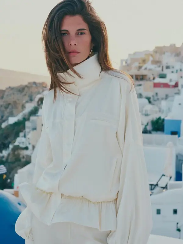 SAME Silk Peplum Bomber Jacket
