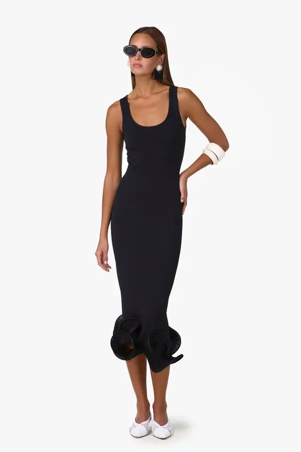 SAME Double Ruffle Hem Midi Dress