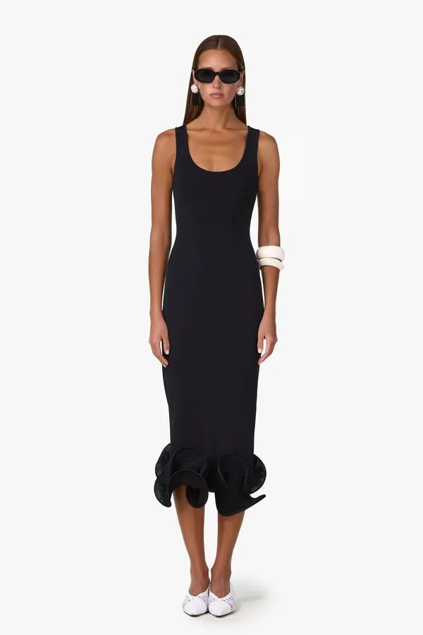 SAME Double Ruffle Hem Midi Dress