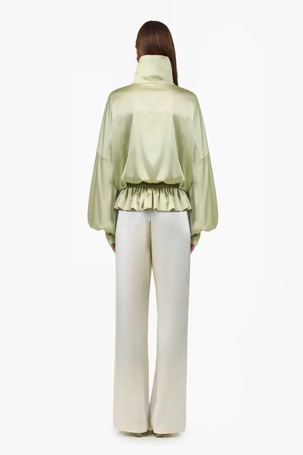 SAME Silk Peplum Bomber Jacket