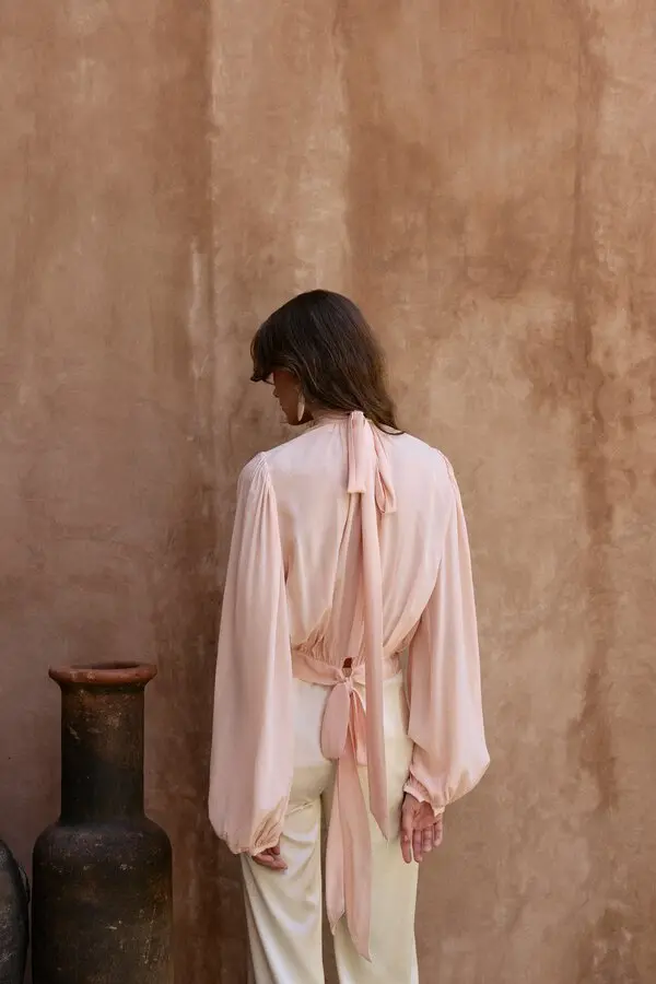 SAME Draped Sleeve Chiffon Top