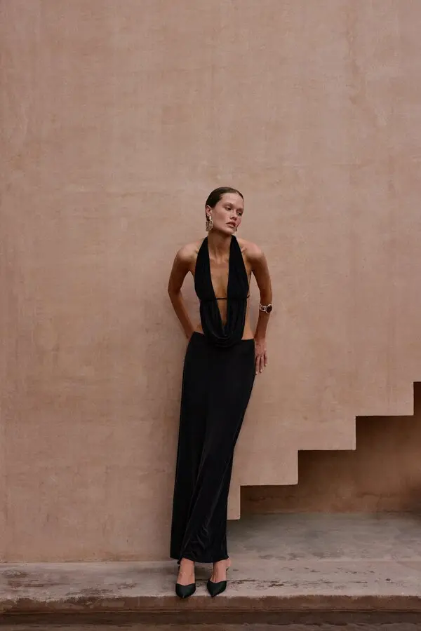 SAME Plunge Neck Maxi Dress
