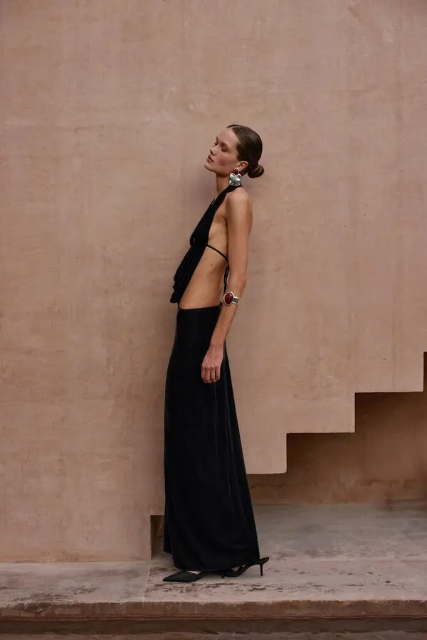 SAME Plunge Neck Maxi Dress
