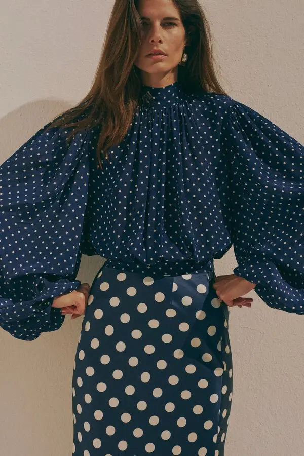 SAME Draped Sleeve Chiffon Top