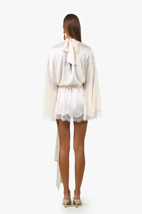 SAME Lace Silk Mini Dress