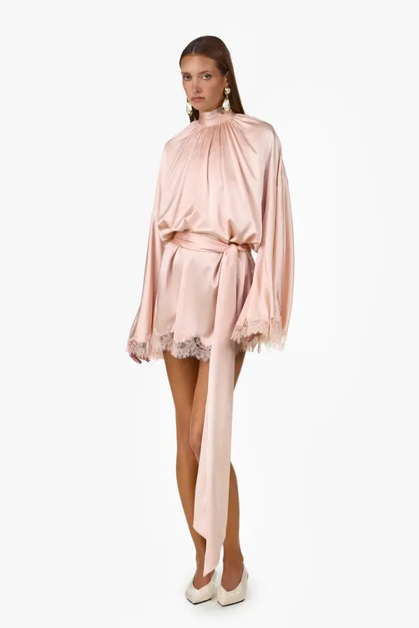 SAME Lace Silk Mini Dress
