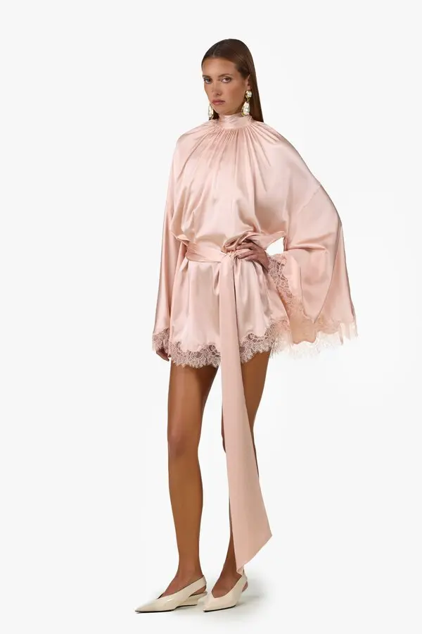 SAME Lace Silk Mini Dress