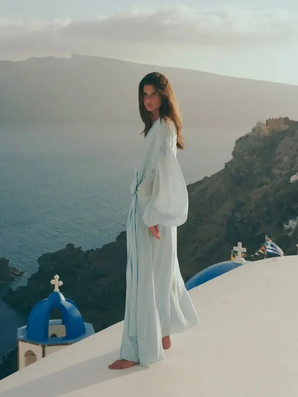 SAME Draped Tie Chiffon Gown