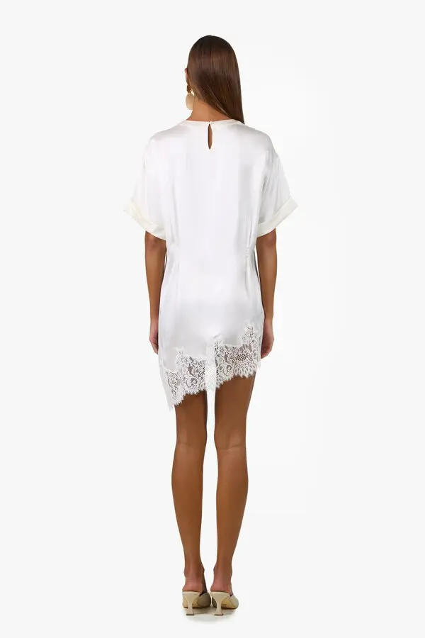 SAME Lace Silk Asymmetrical Dress