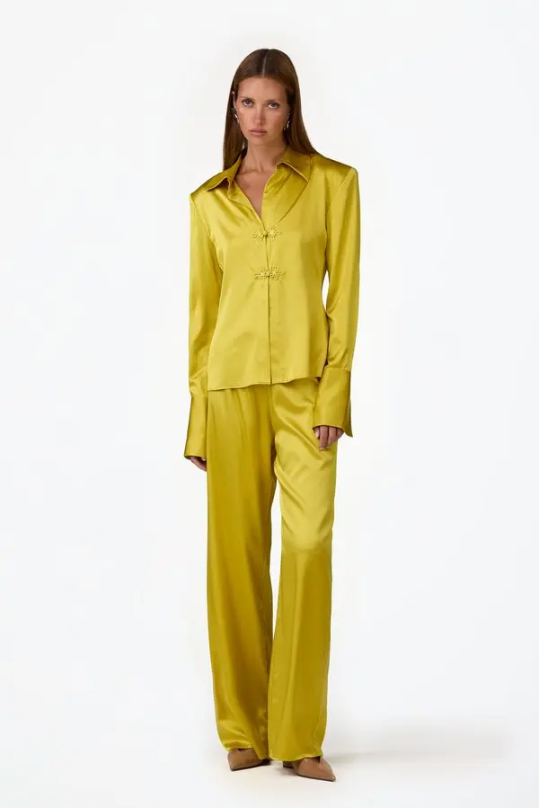 SAME Silk Pant - Chartreuse