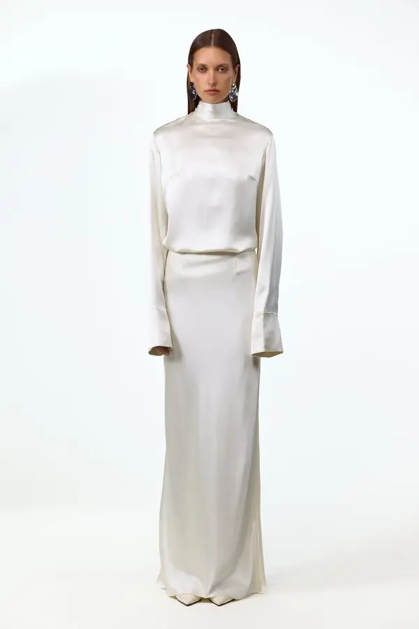 SAME Silk Maxi Skirt - Cream