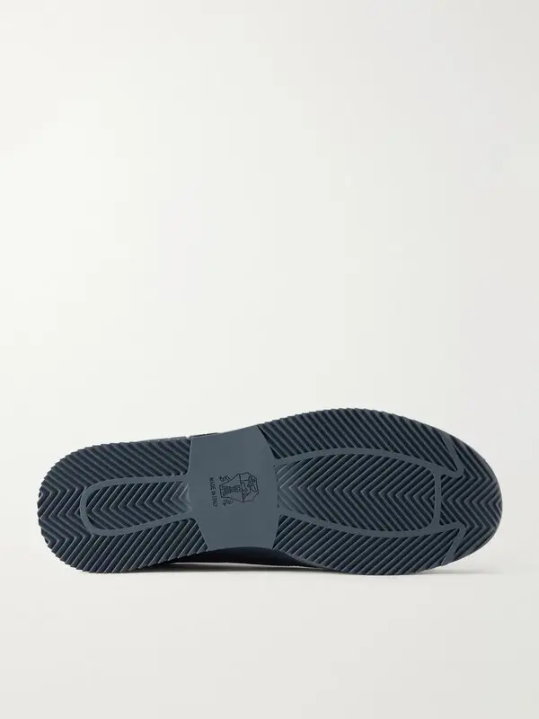 Brunello Cucinelli Suede And Leather-trimmed Shell Sneakers - Blue