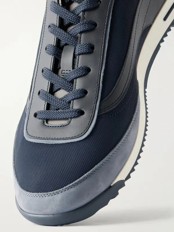 Brunello Cucinelli Suede And Leather-trimmed Shell Sneakers - Blue