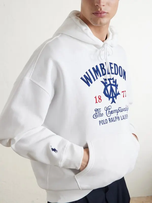 Polo Ralph Lauren Wimbledon Logo-embroidered Cotton Blend Hoodie