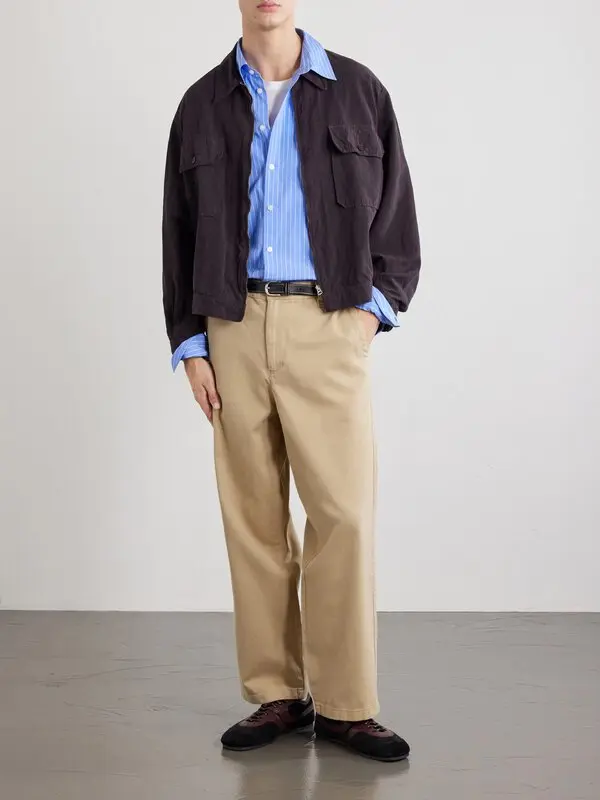 CORRIDOR Wide-leg Cotton-twill Trousers - Neutrals