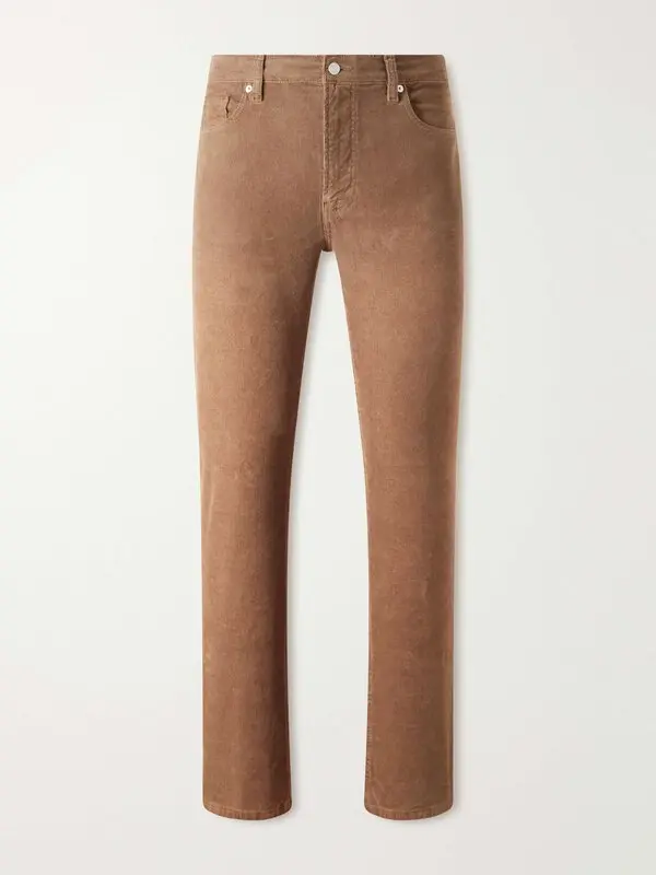FRAME Modern Straight-leg Cotton-blend Corduroy Trousers - Brown