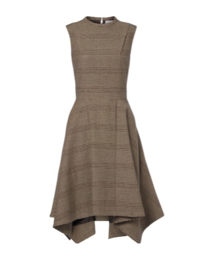 PATOU Asymmetric Prince Of Wales Midi Dress - Brown