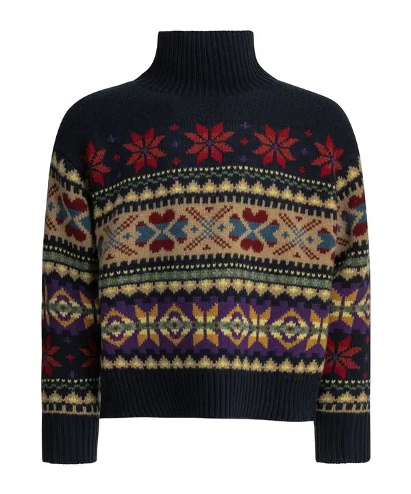 Polo Ralph Lauren Wool And Cashmere Turtleneck Sweater - Navy Multi