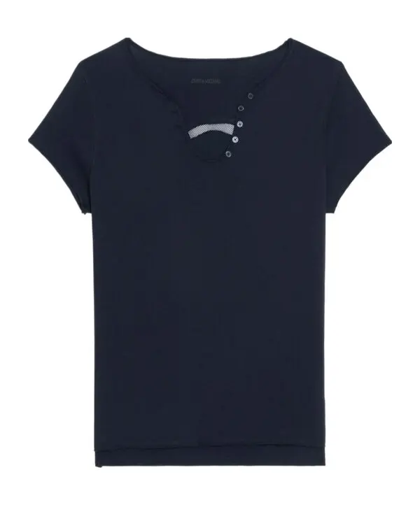 Zadig&Voltaire Fishnet Henley T-shirt - Black