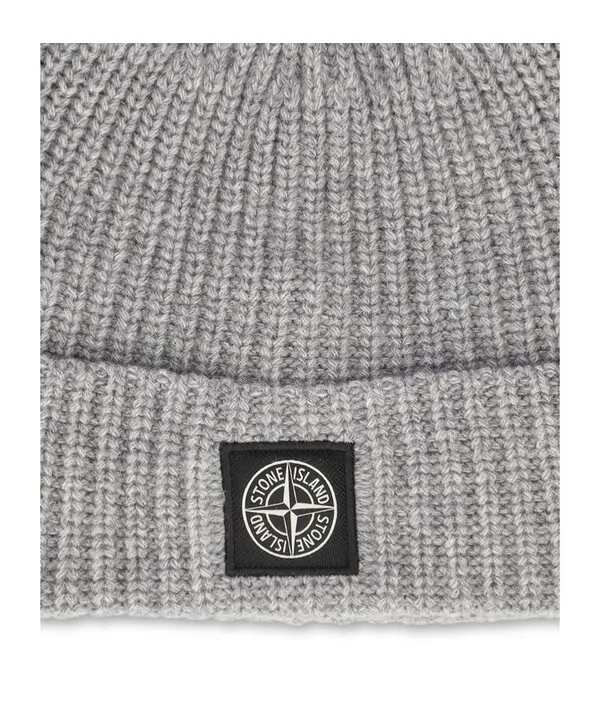 Stone Island Ribbed Knit Logo Beanie