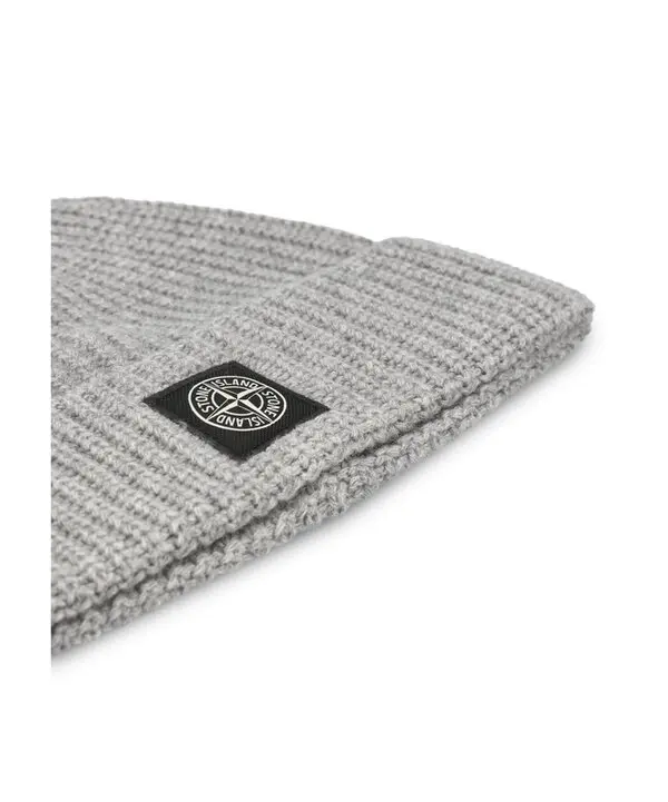 Stone Island Ribbed Knit Logo Beanie