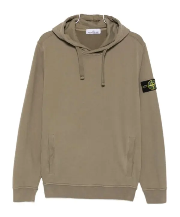 Stone Island Drawstring Hooded Sweatshirt - Olive Green