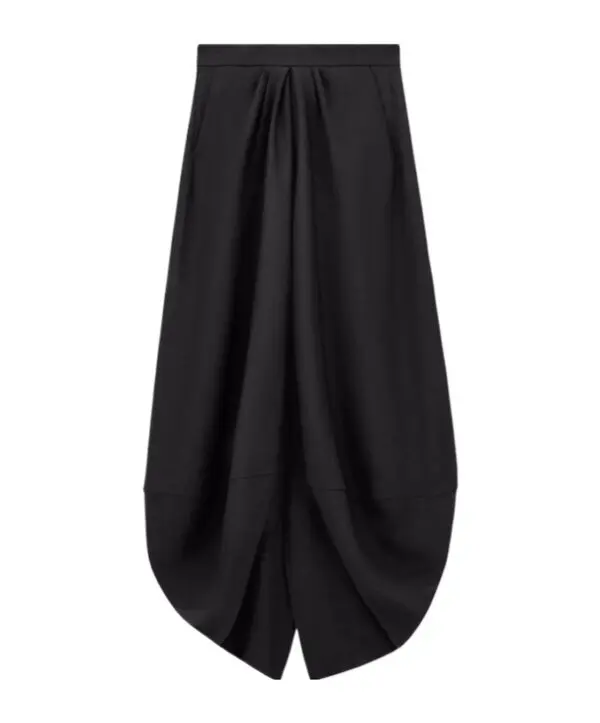 Giorgio Armani High-waisted Skirt In Silk Cady Crêpe With Pleats - Black