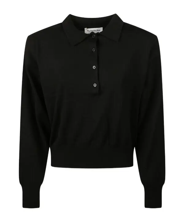 THE FRANKIE SHOP Knit Polo Shirt - Black