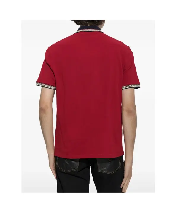 Versace Greca-trim Embroidered Polo Shirt