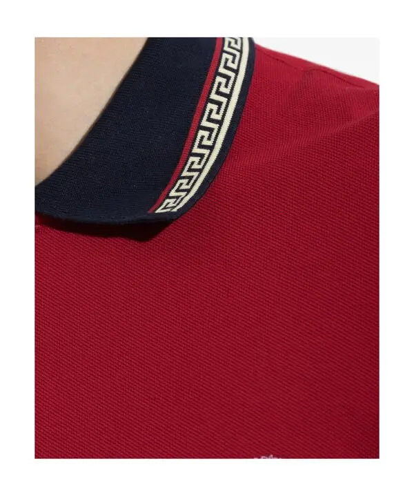 Versace Greca-trim Embroidered Polo Shirt