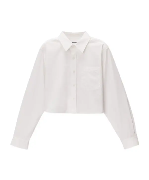 Alexander Wang Cropped Logo-embroidered Shirt - White
