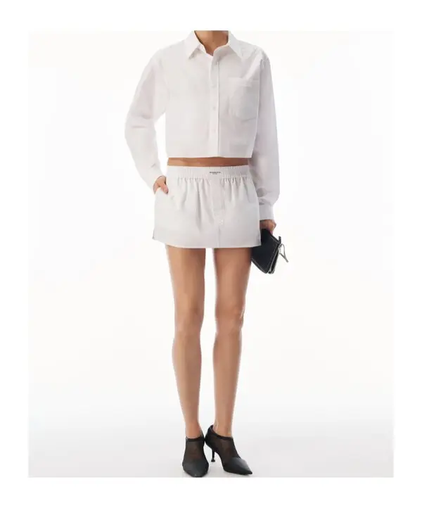 Alexander Wang Logo Embroidered Cropped Shirt