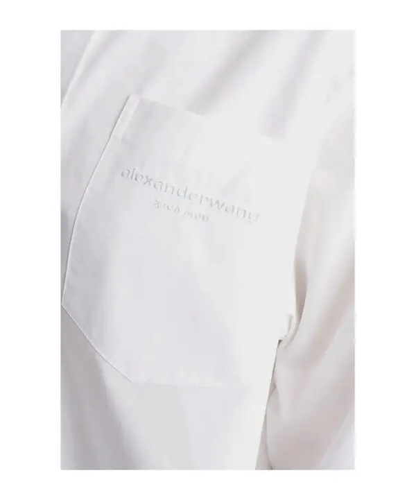 Alexander Wang Logo Embroidered Cropped Shirt