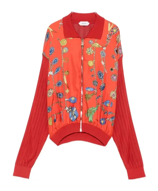 Versace Long-sleeve Color-block Cardigan - Red