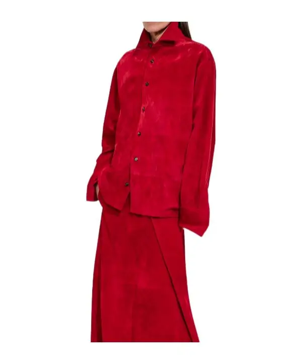 Bottega Veneta Suede Leather Shirt - Red