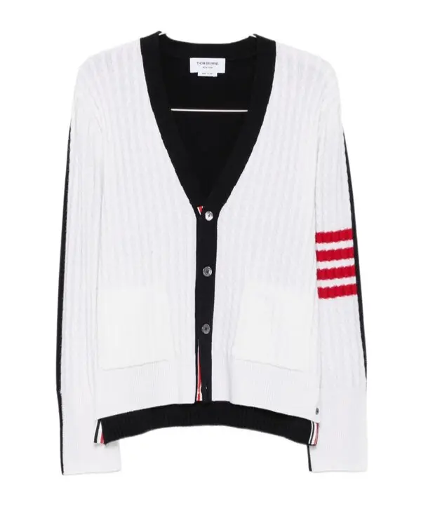 Thom Browne Long-sleeve Single-breasted Cardigan - White