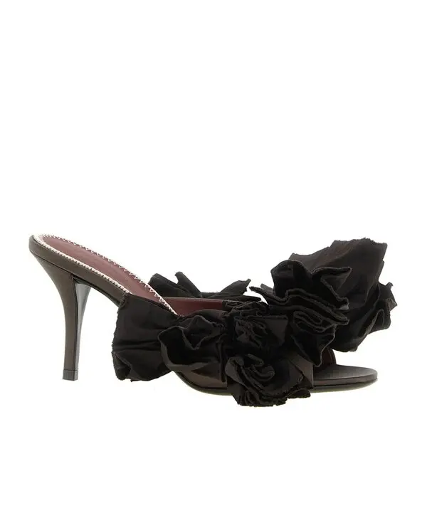 Magda Butrym Floral Appliqué Stiletto Sandals - Brown