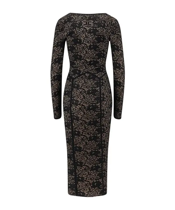 Elisabetta Franchi Long Sleeved Cut-out Midi Dress