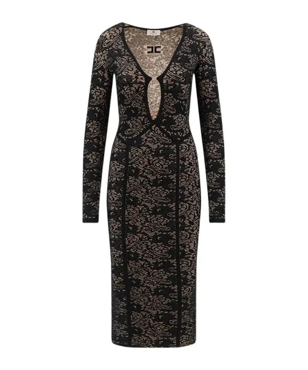 Elisabetta Franchi Long Sleeved Cut-out Midi Dress - No