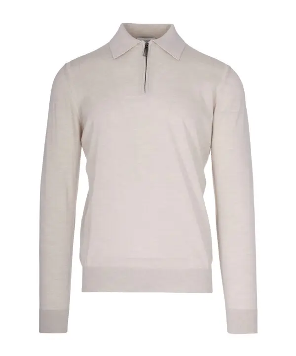 PAOLO PECORA Long-sleeve Quarter Zip Sweater - White
